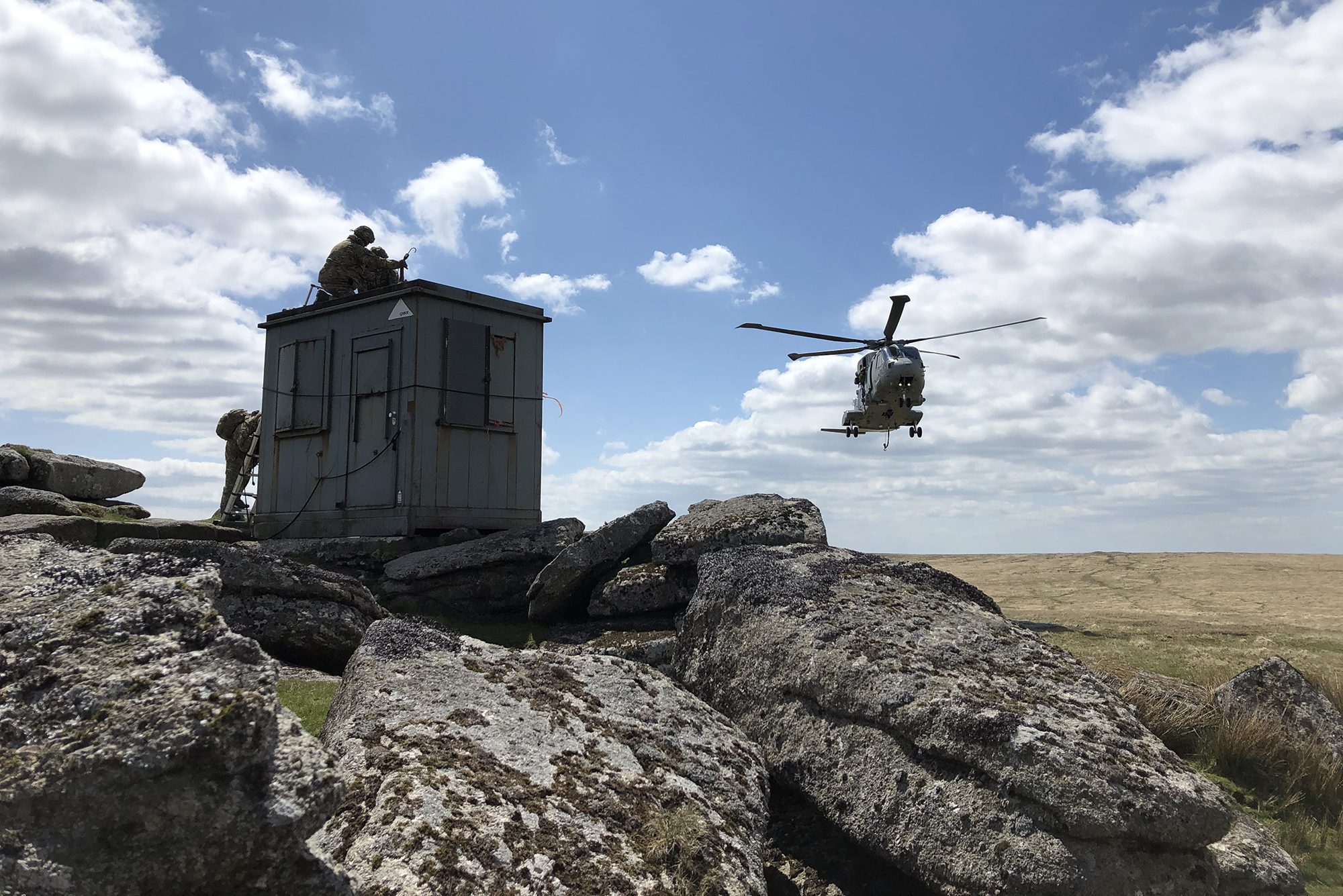 New range lookout huts flown in by RAF and the Royal Navy on Dartmoor ...